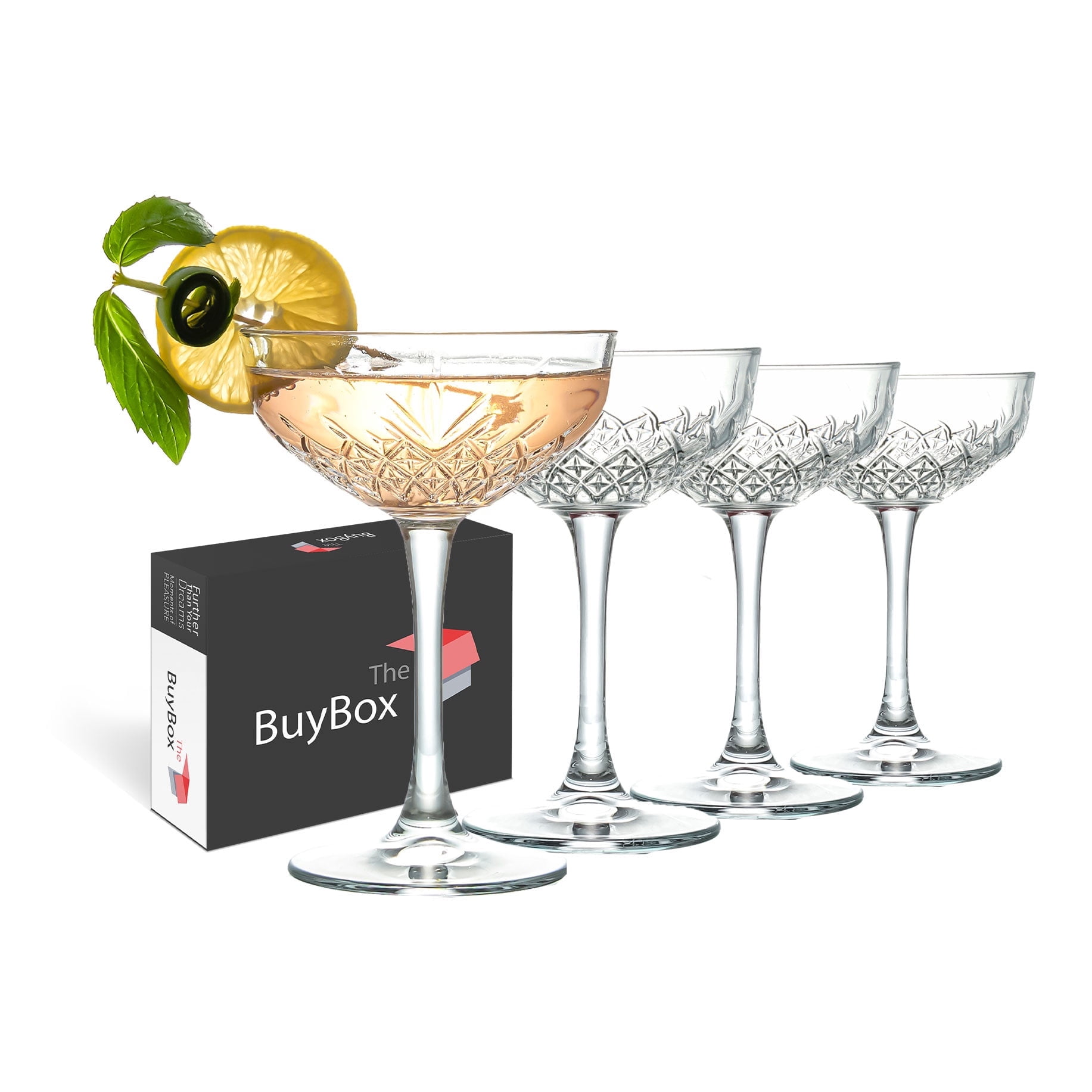 the mask el turko Coupe Cocktail Glasses Set Of 4, Large Martini ...