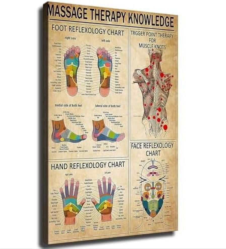 massage therapy knowledge foot reflexology chart canvas poster modern ...