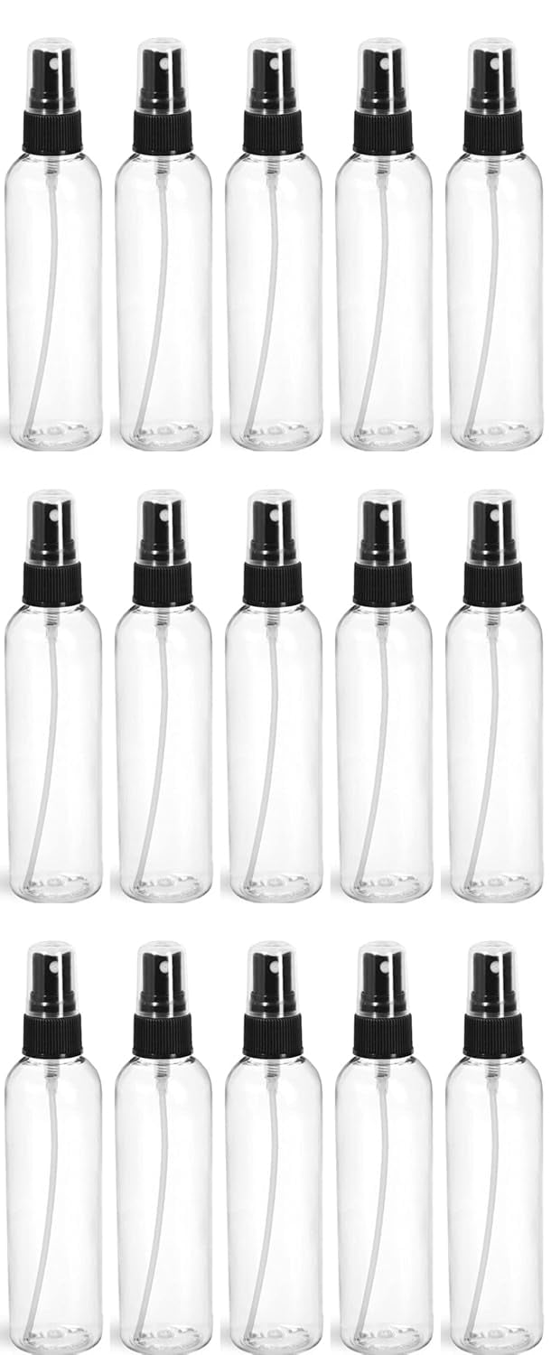 mastBus 15 pcs Black 100 ml Spray Bottles Portable Clear Small Empty ...