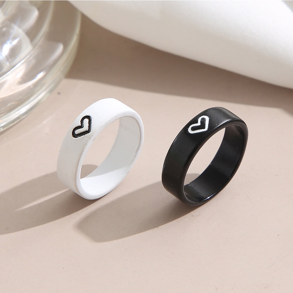 FRCOLOR 1 Pair Matching Rings Couples Rings Matching Heart Promise ...