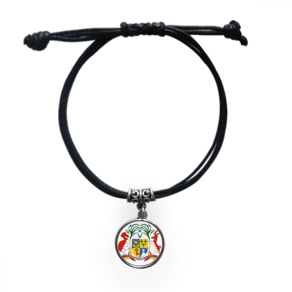 mauritius afnational emblem bracelet leather wristband black jewelry ...