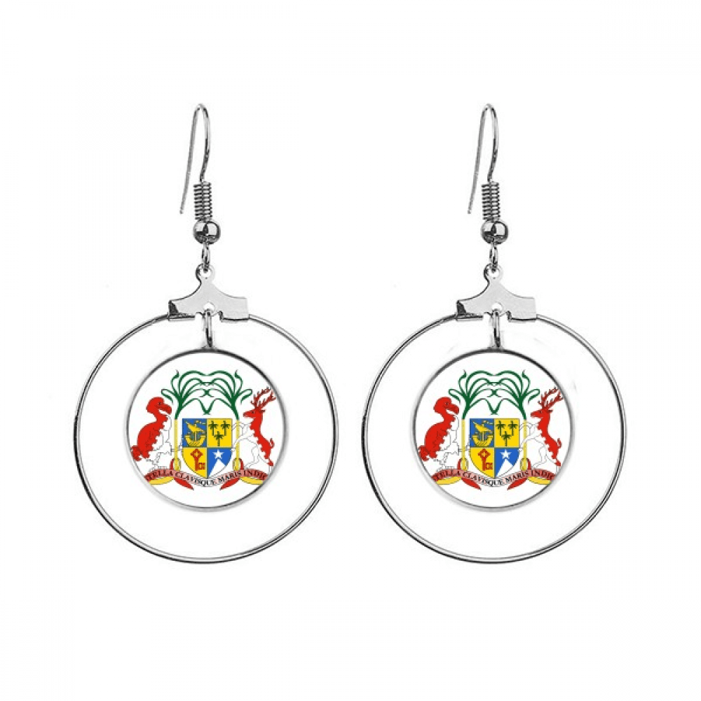 mauritius afnational emblem earrings dangle hoop jewelry drop circle ...