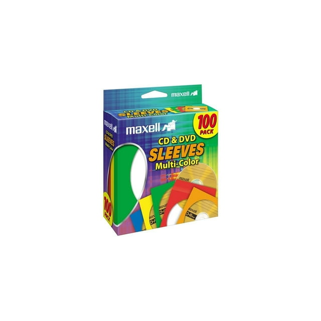 Maxell 190132 - CD/DVD Storage Sleeves with Plastic Covers, Multi-Color ...