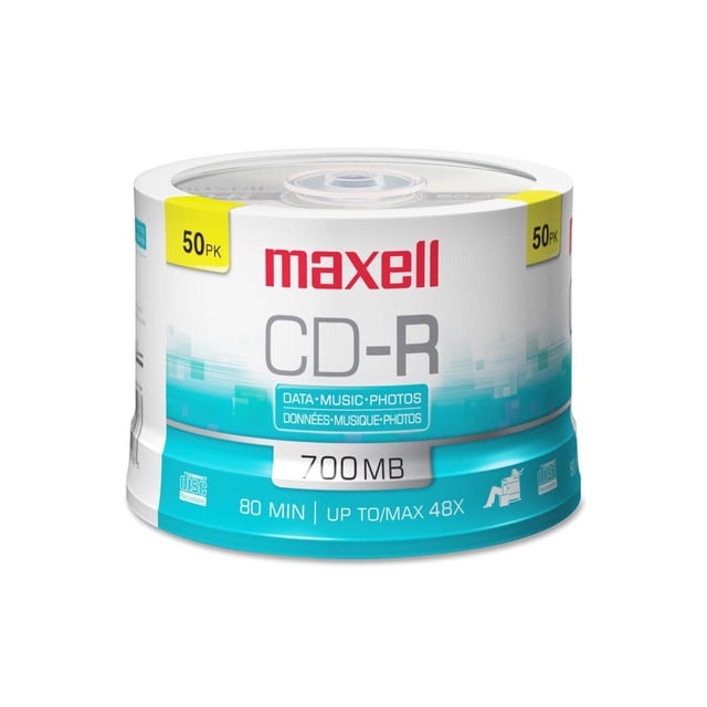 maxell 700MB 48X CD-R 50 Packs Spindle Disc Model 648250 - Walmart.com