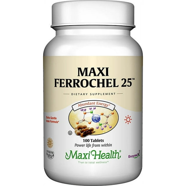maxi health ferrochel 25 mg - extra gentle iron formula - supplement ...