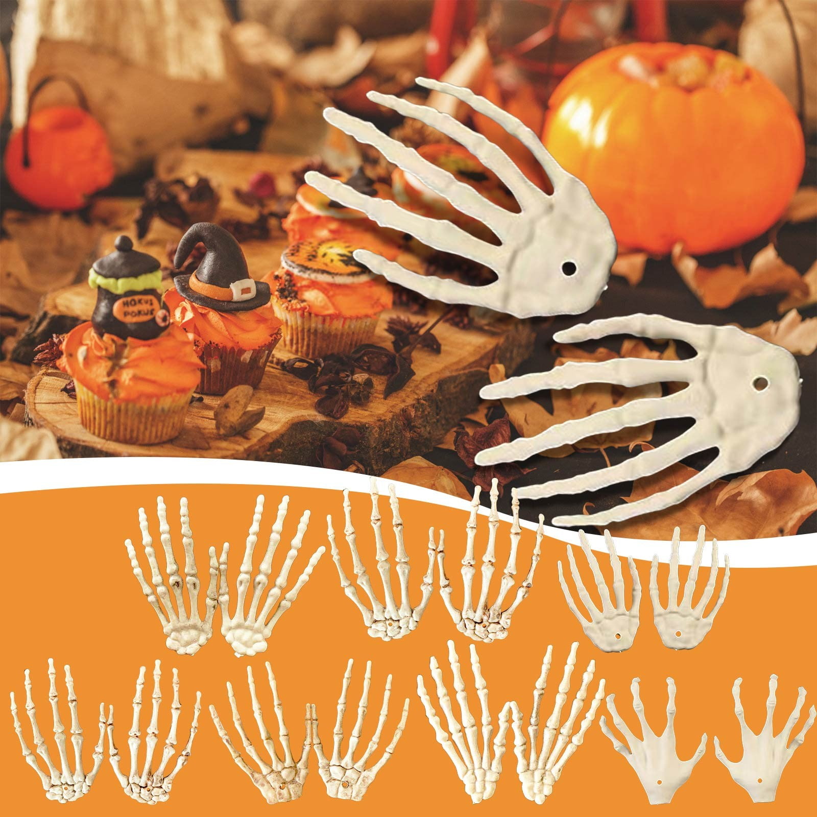 maxiaoxia 1 Pair Halloween Skeleton Hands Plastic Hand, Skull Claw ...