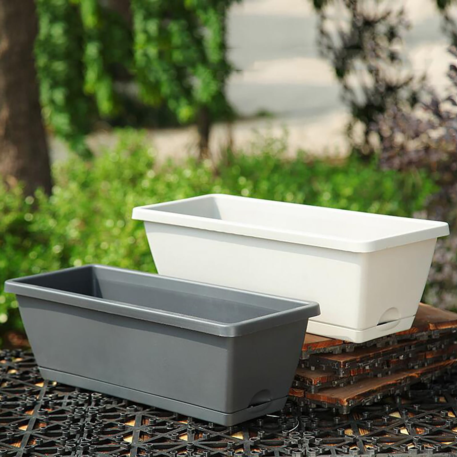 maxiaoxia 14 Inches Rectangle Planter, 1PC Plastic Vegetable Flower ...