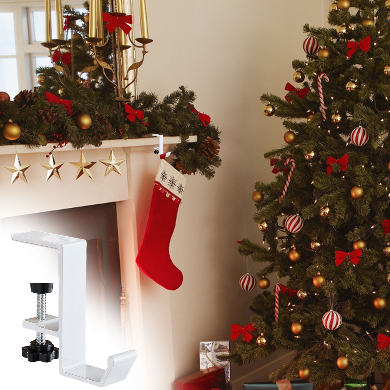 maxiaoxia 2 in 1 Garland and Stocking Holders, 1/2pcs Adjustable Mantel ...