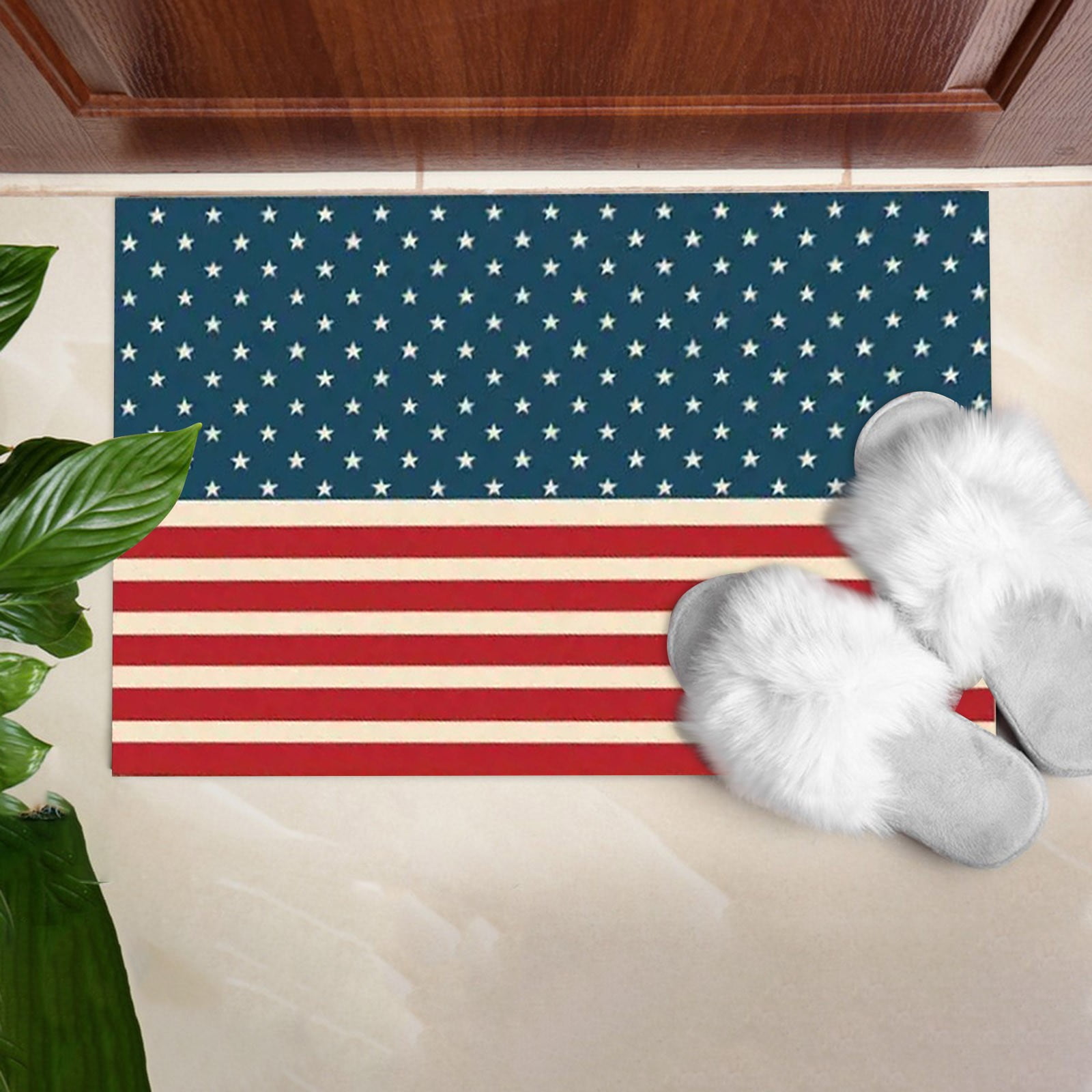 maxiaoxia American Independence Day Mat Crystal Velvet Print Flag Foot ...