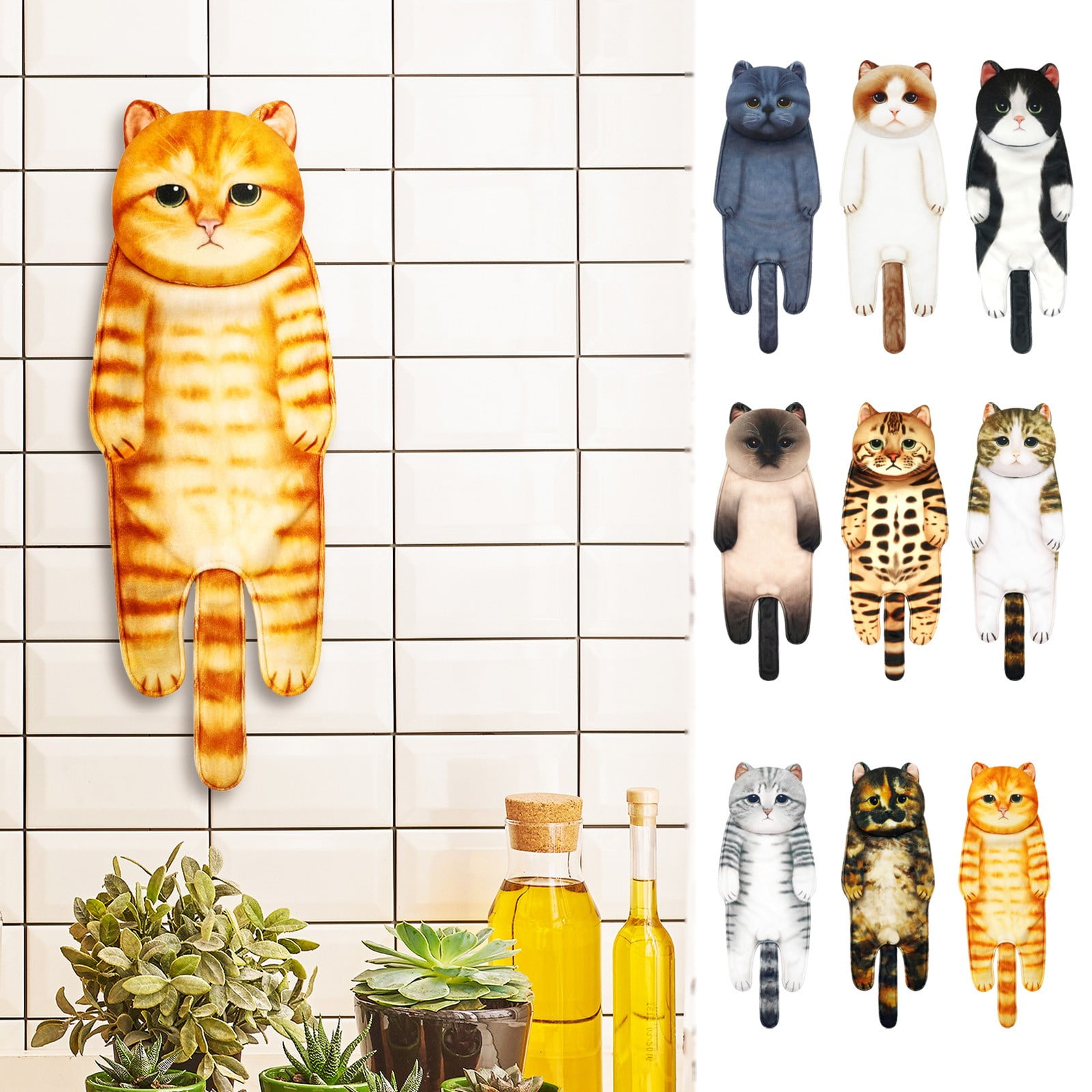 maxiaoxia Cats Hand Towel Realistic Circular Face Cats Cute Simulation ...