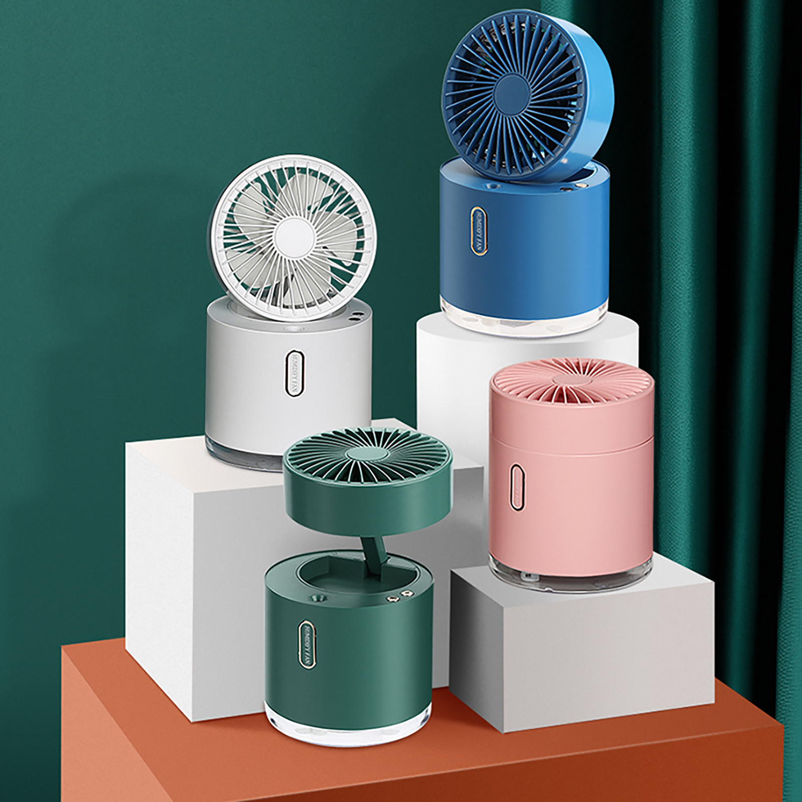 maxiaoxia Desktop Fan With Cool Misting Humidifiers USB Charge Foldable ...