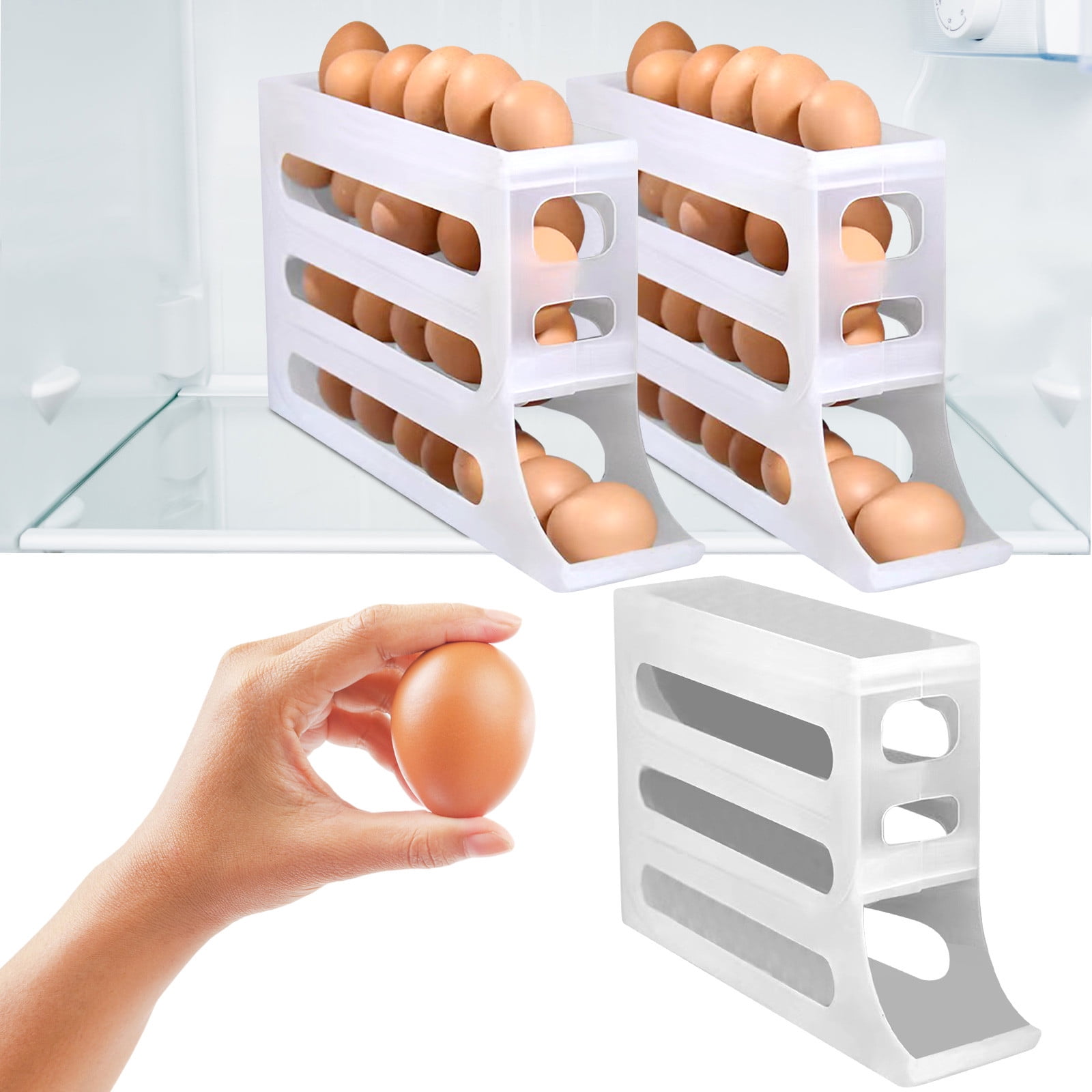 maxiaoxia Egg Holder for Fridge, 4 Tiers Automatic Egg Rolling ...