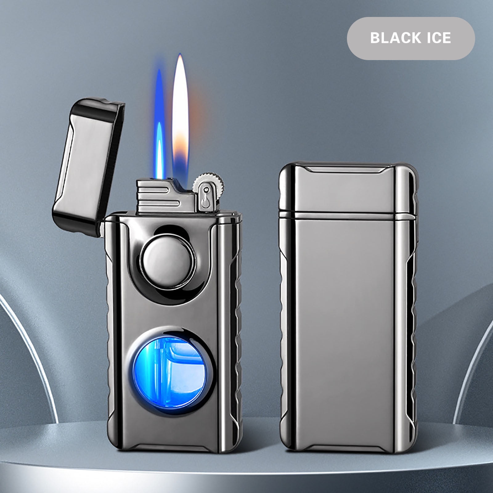 maxiaoxia Flame Lighter With LED Blue Light Visible Tank, Creative ...