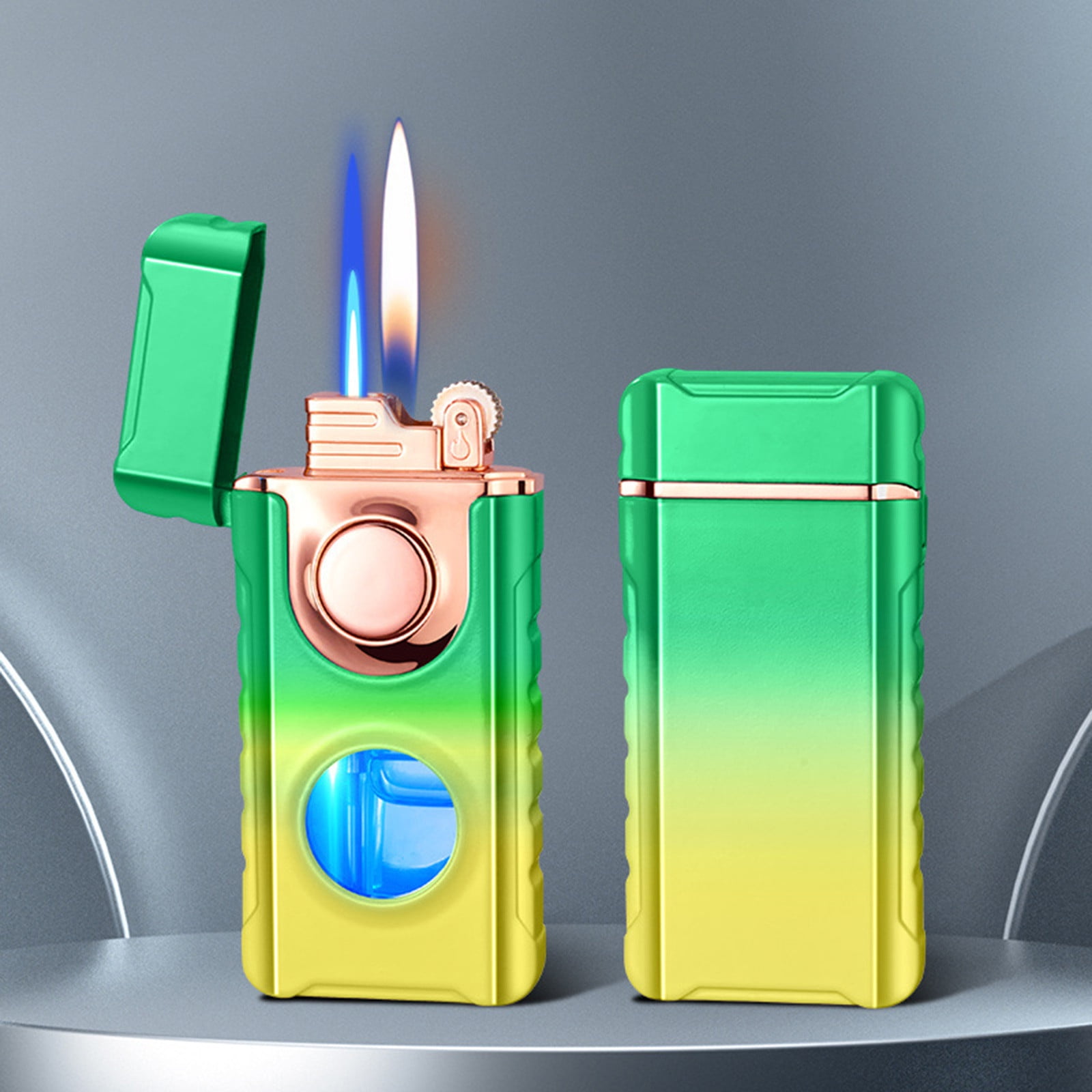 maxiaoxia Flame Lighter With LED Blue Light Visible Tank Windproof Gas ...