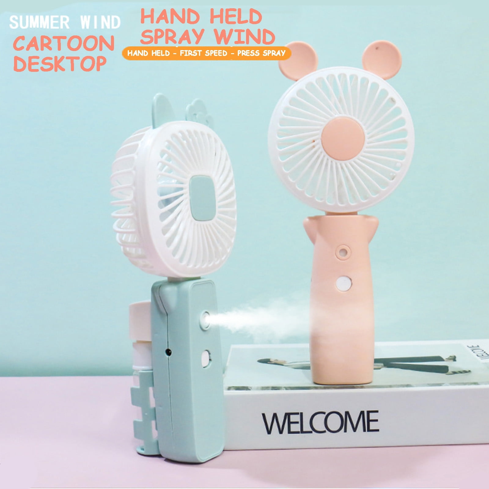 maxiaoxia Handheld Fan Portable Misting Fan USB Rechargeable Fan With ...