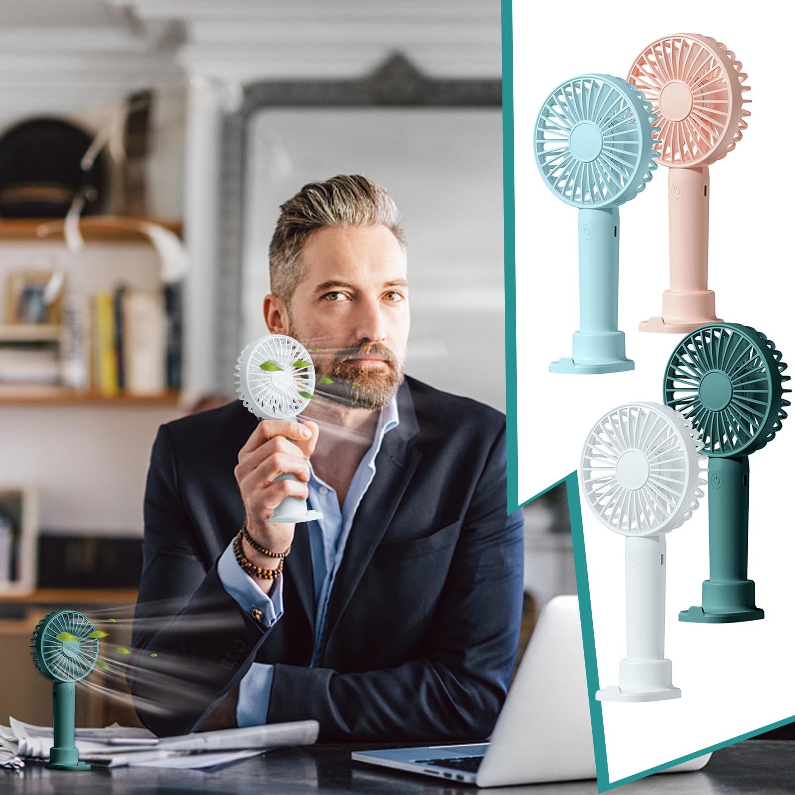 maxiaoxia Mini Portable Small Fan Quiet Rechargeable Office Desktop Fan ...