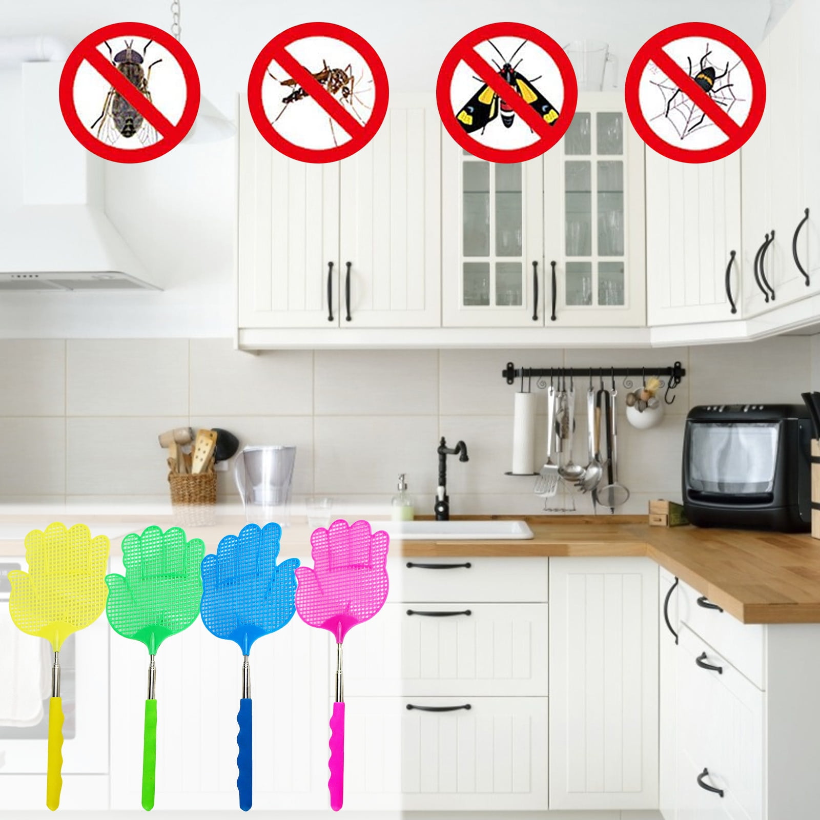 maxiaoxia Retractable Stainless Steel Fly Swatter, Long Handle Heavy ...