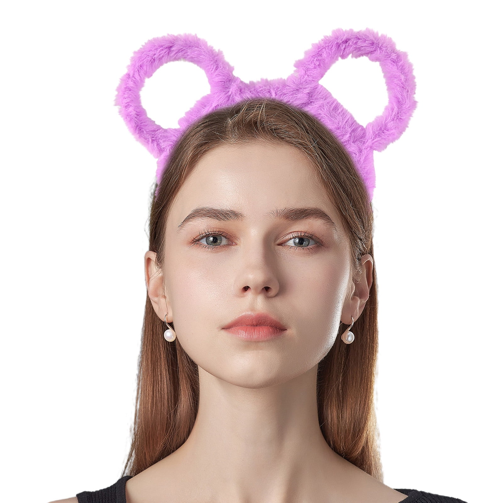 maxiaoxia Round Bear Ears Makeup Hair Hoop, Women Winter Thick Plush ...