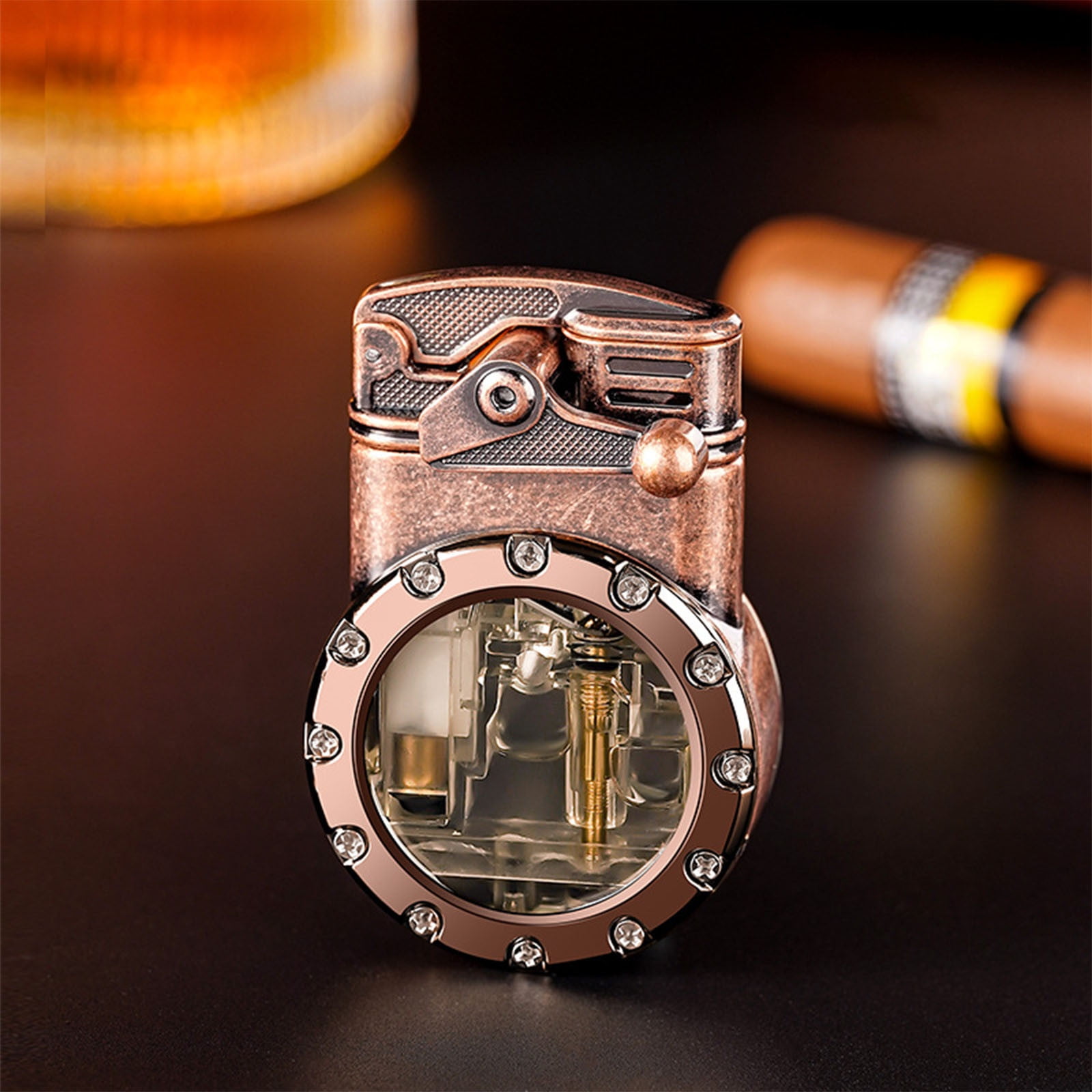 maxiaoxia Vintage Transparent Visible Gas Chamber Inflatable Lighter ...