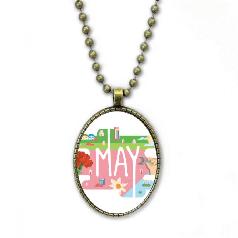 may month season illustration necklace vintage chain bead pendant ...