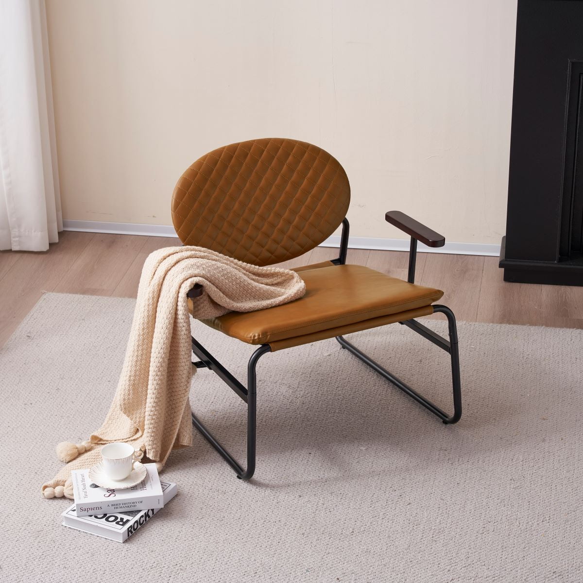 mayceyee Oval Modern Accent Chair, Upholstered Oval Chair with Soft ...