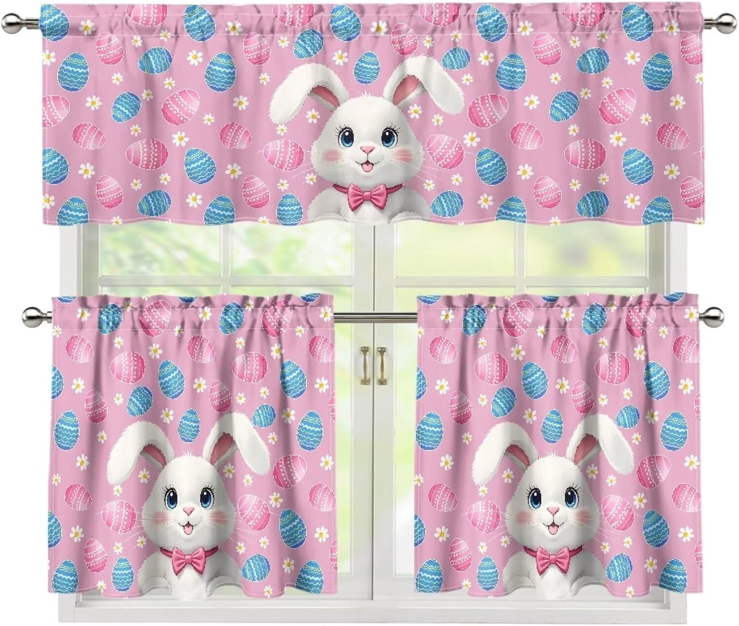 mayuai Eater Decorations Kitchen Curtains Sets Cute Valance for Kitchen ...