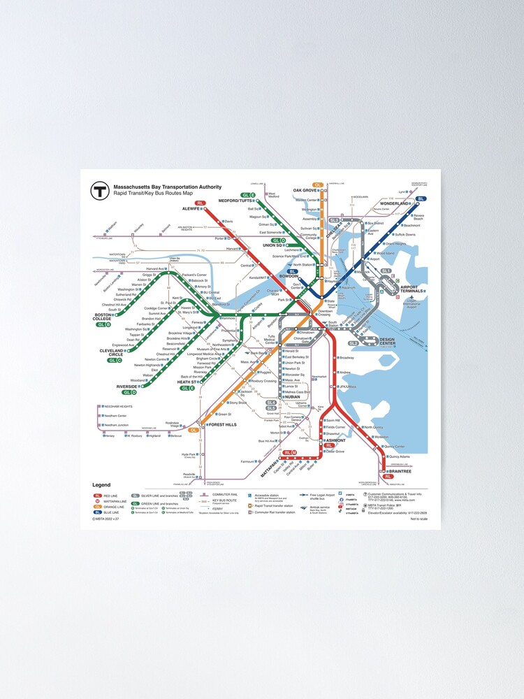 mbta map Poster - Walmart.com