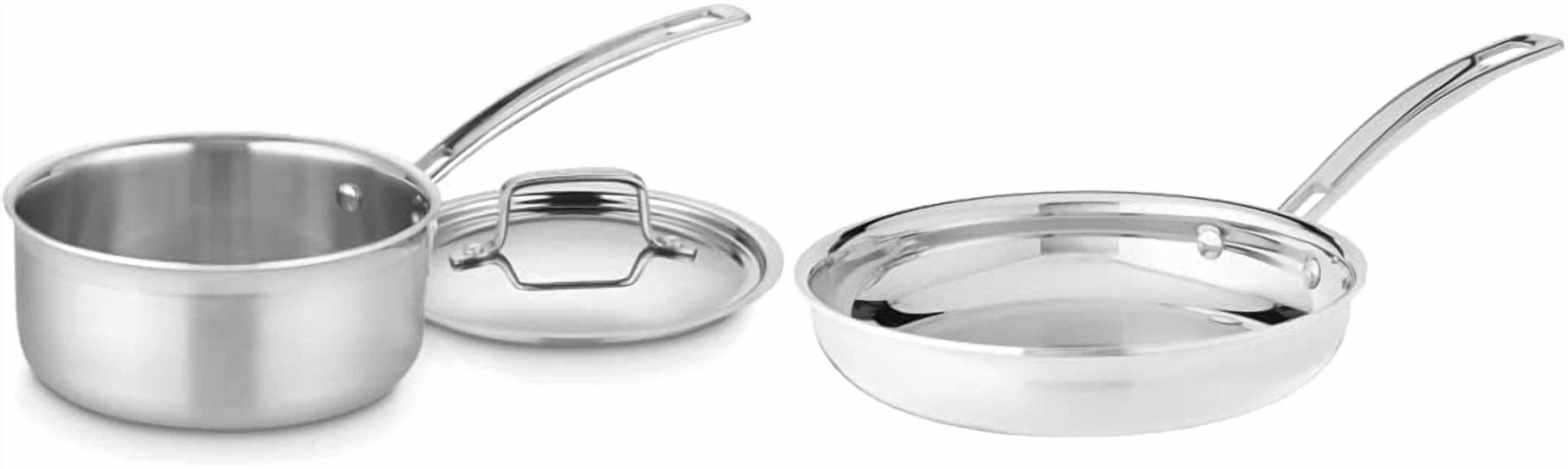 **mcp19-16n multiclad pro triple ply 1.5-quart skillet, saucepan w/cover & multiclad pro 8" open ...