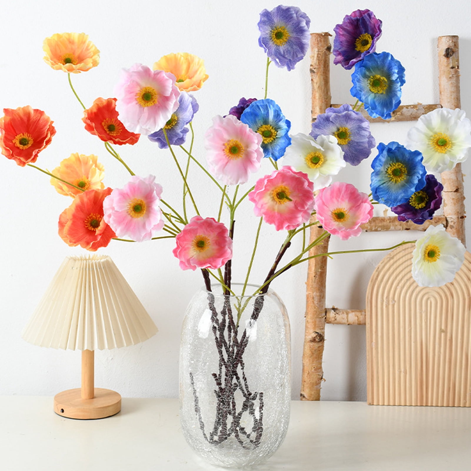 mdesiwst 3 Heads Full Blooms Artificial Flower Real Touch Fake Silk ...