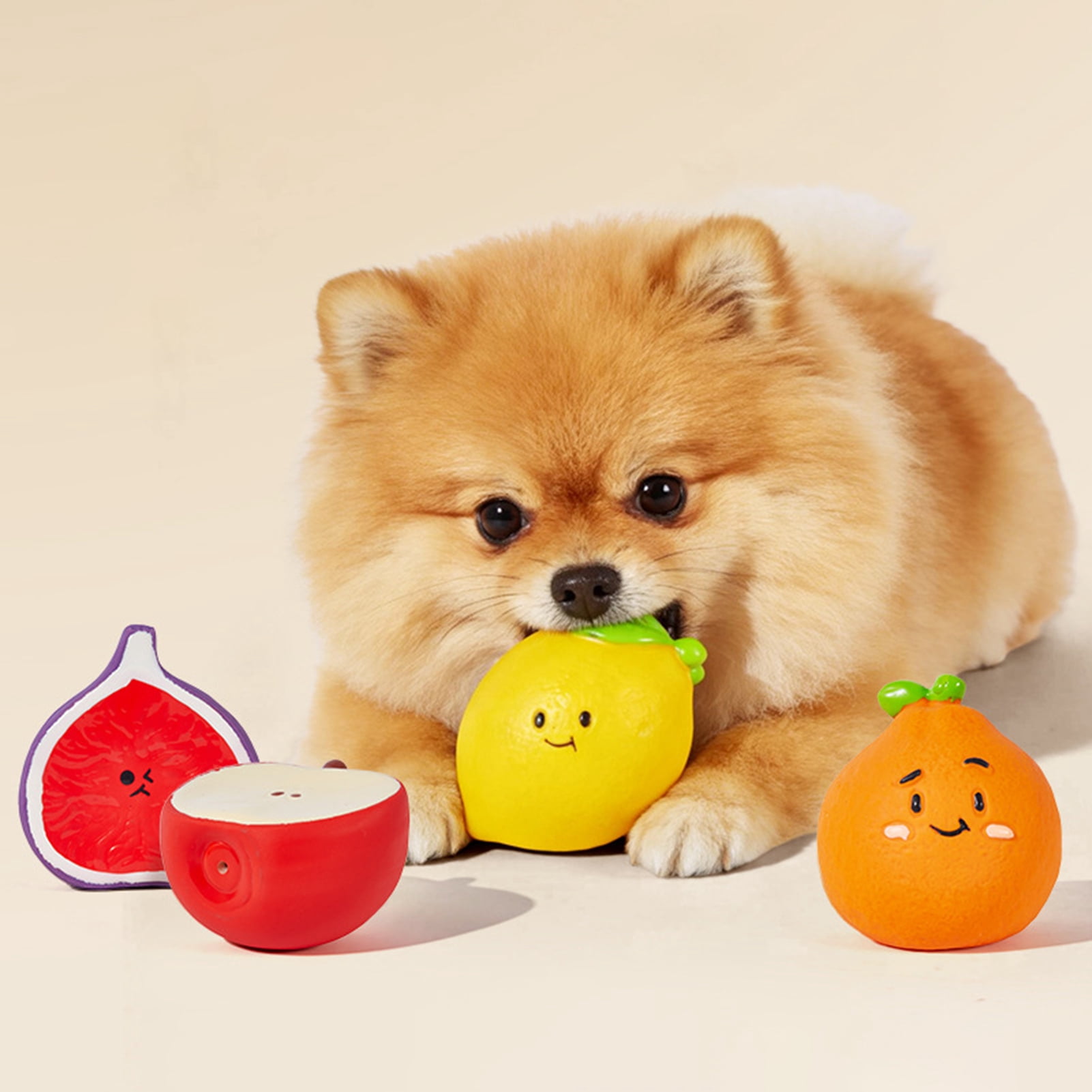 mdesiwst Pet Toy Fruit Shape Dog Chew Toy Soft Latex Bite Resistant ...