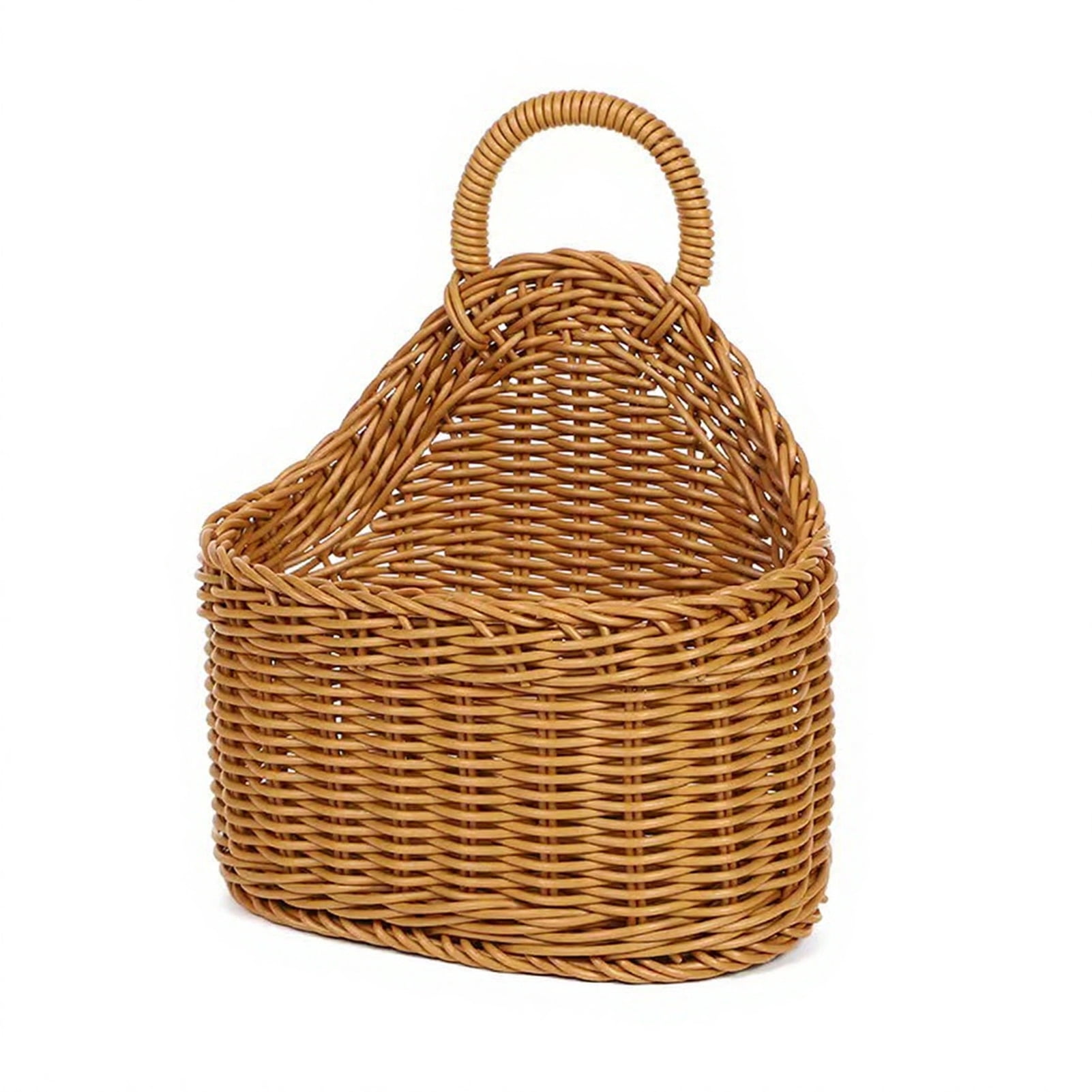 mdesiwst Woven Basket with Handle Rustic Storage Basket Wall Hanging ...