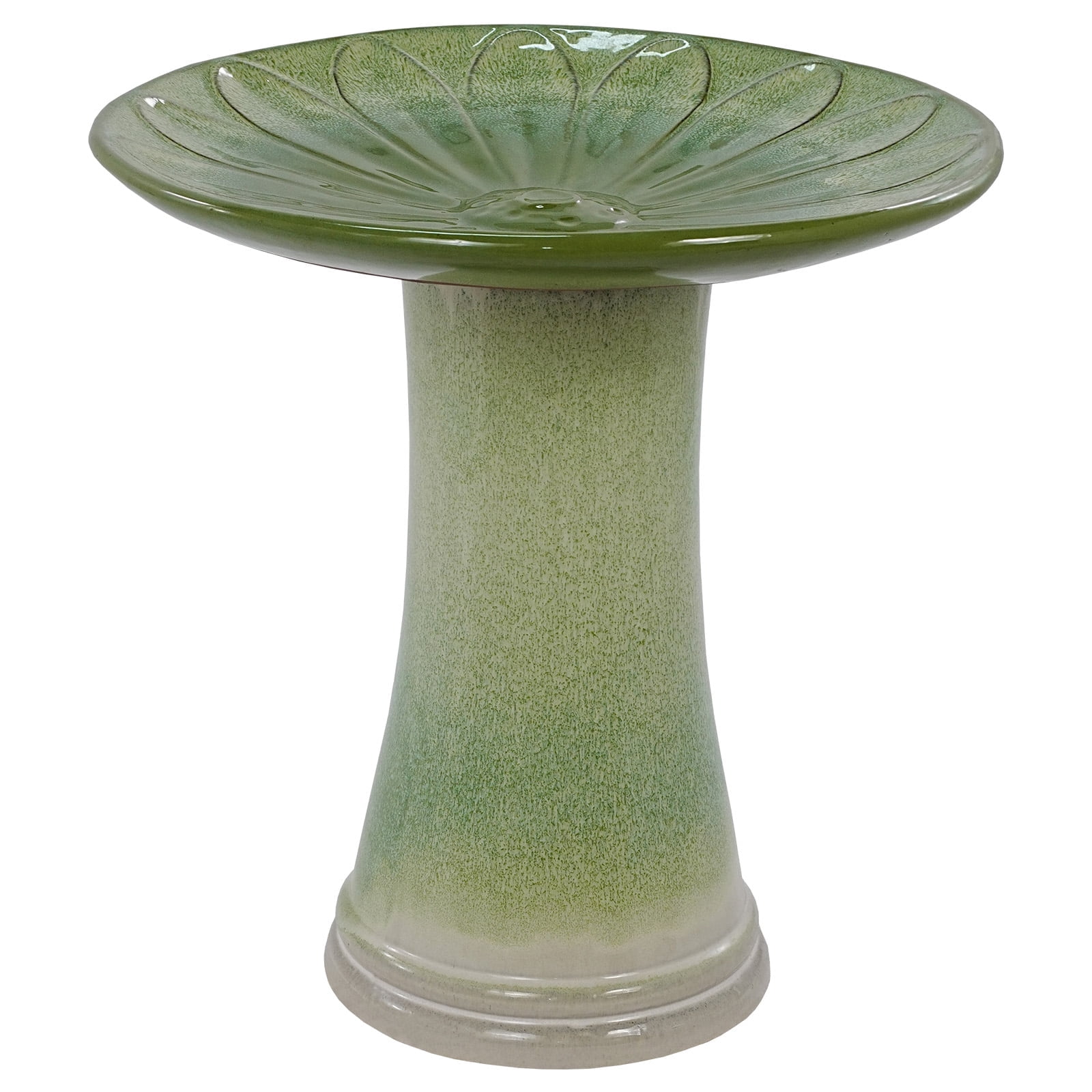 mdj pottery Ceramic Bird Bath for Outside, 16.93 Inch Pedestal Bird ...