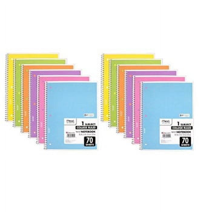 mead college ruled 1 subject spiral notebook (pack of 12) - Walmart.com