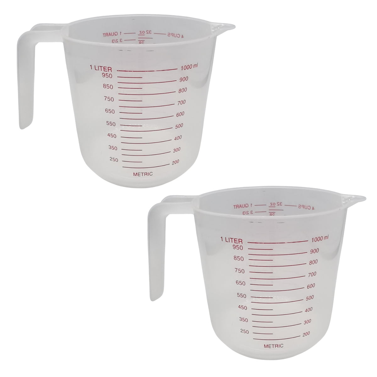 The measuring cup set includes plastic liquid measuring cups for baking ...