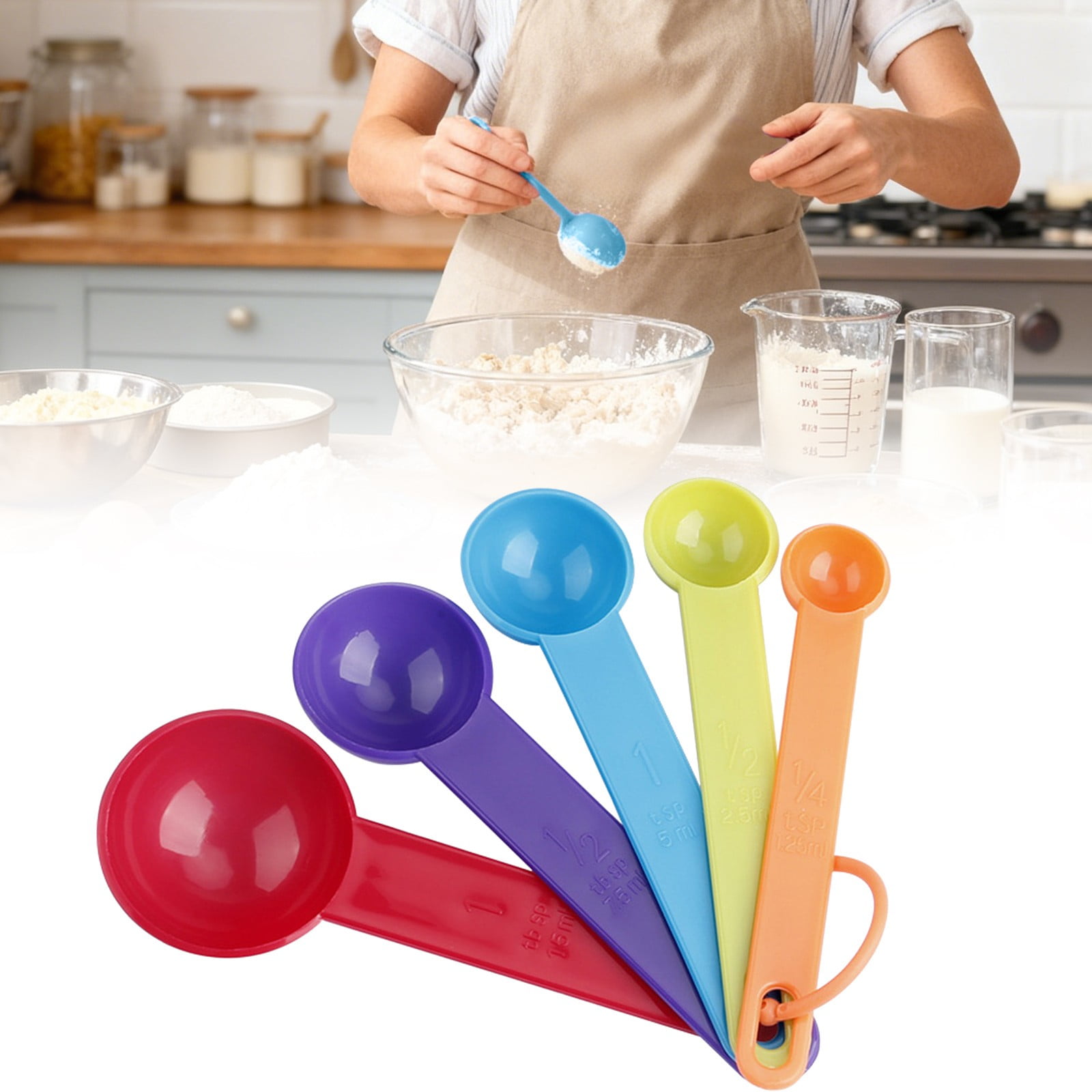 measuring spoon Plastic Measuring Spoon Set of 5 Pieces with Scale ...