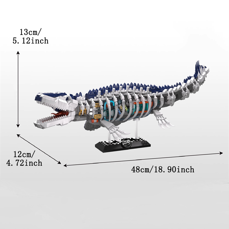 mecha dino Mosasaurus dinosaurs building blocks set half-mechanical ...