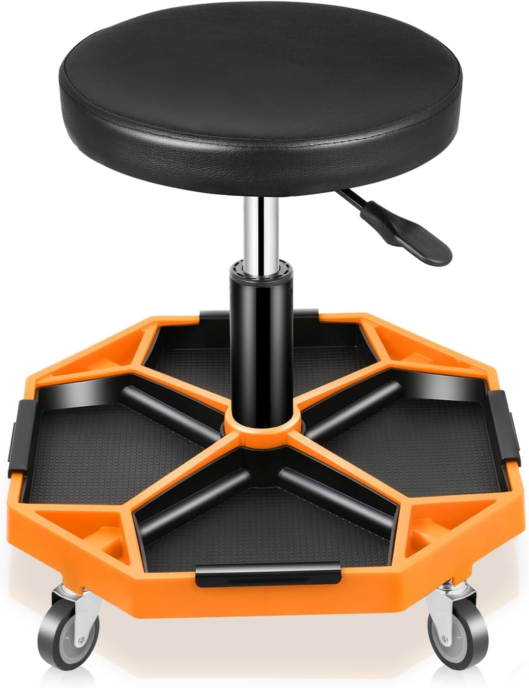 Mechanic Stool, Adjustable Rolling Pneumatic Creeper Garage Shop Seat ...