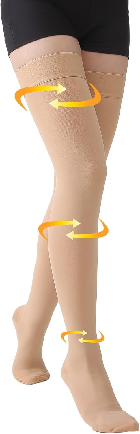 medical 20-30 mmhg compression stockings for women & men, pair, thigh high graduated compression ...