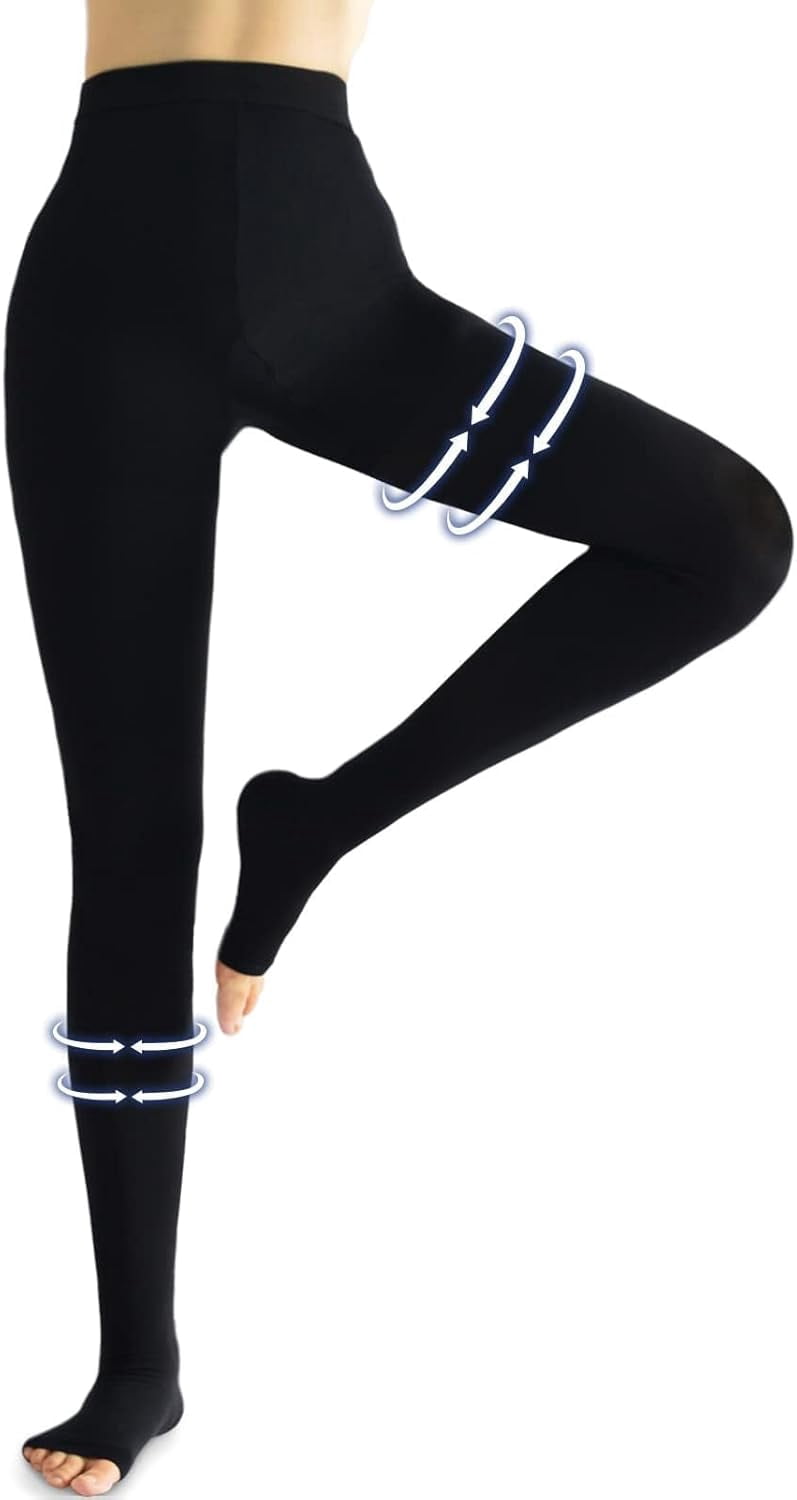 medical compression pantyhose women & men,20-30mmhg open toe thigh high ...