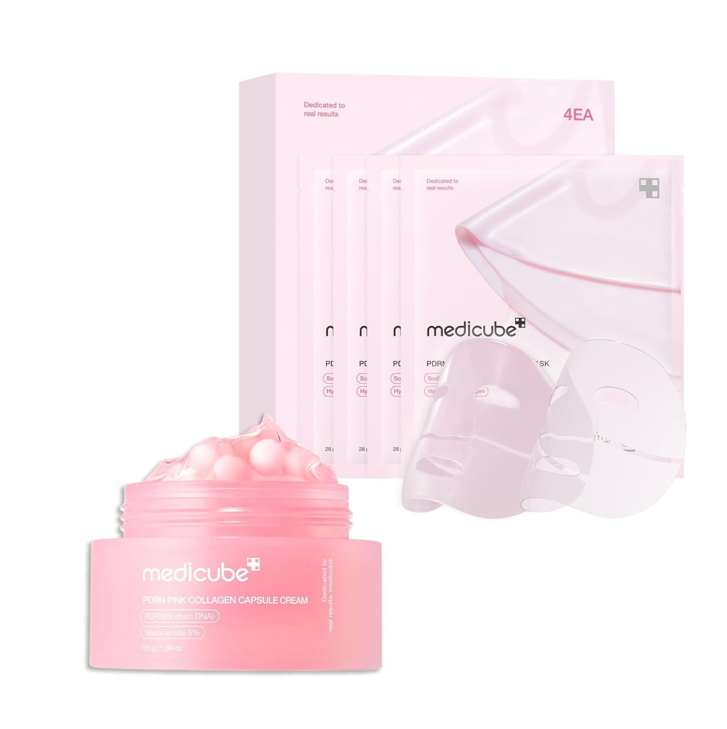 medicube Hydro-Repair Mask Duo: Salmon DNA PDRN Pink Collagen Capsule ...