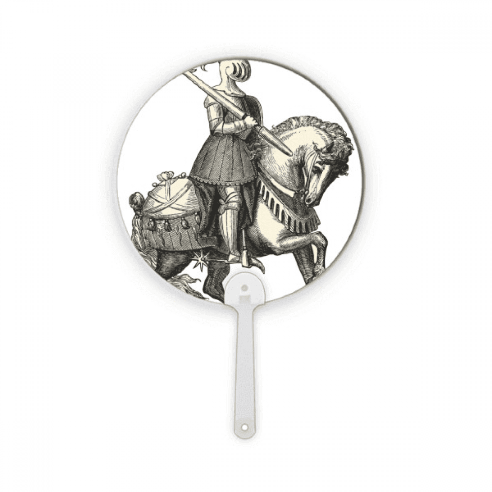 medieval knights of eu line drawing Plastic Round Handheld Fan ...