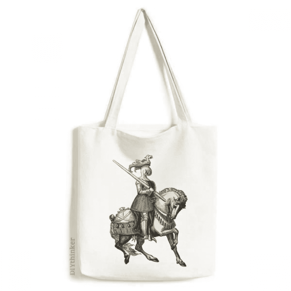 medieval knights of eu line drawing tote canvas bag shopping satchel ...
