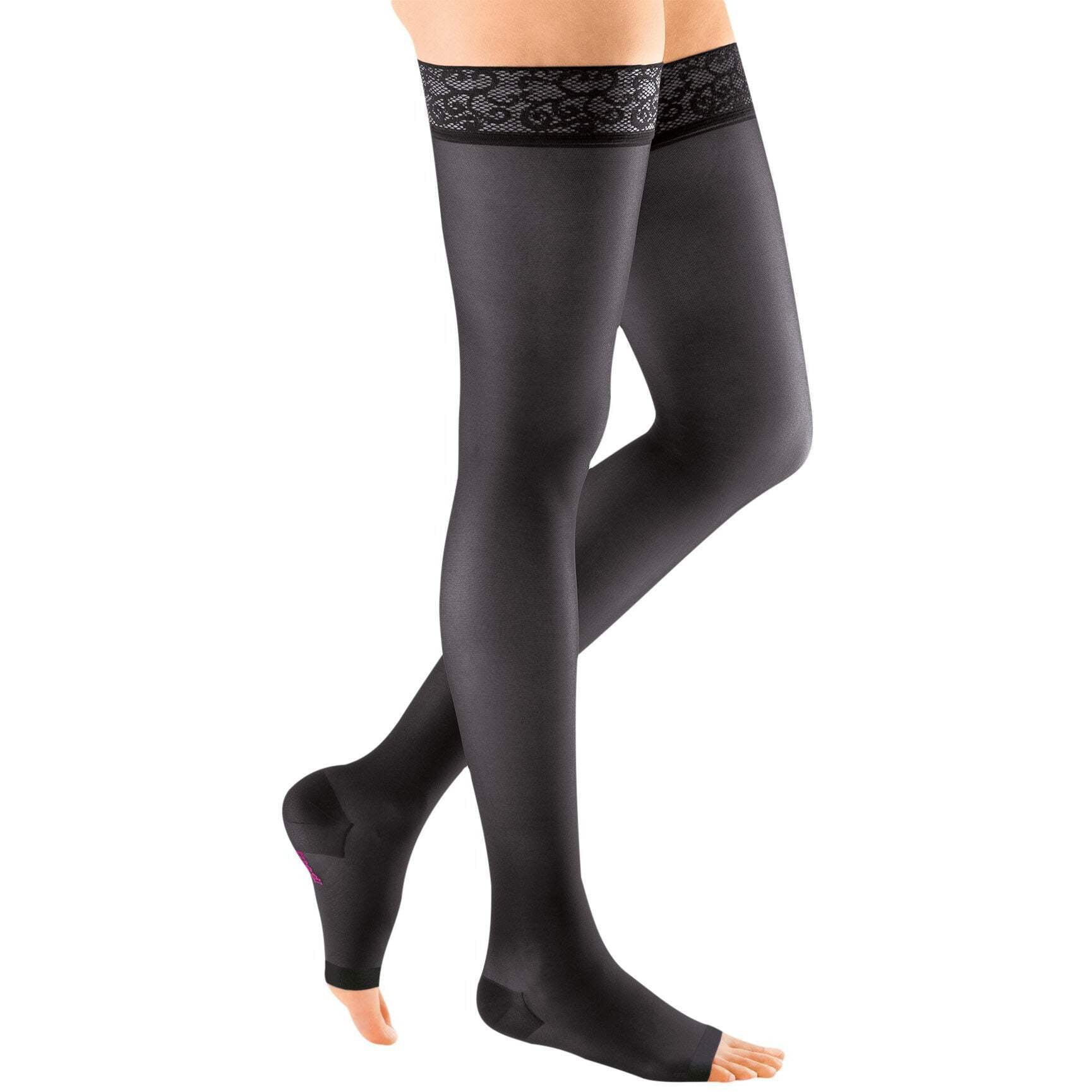 mediven sheer & soft for Women, 30-40 mmHg Thigh High w/Lace Silicone ...