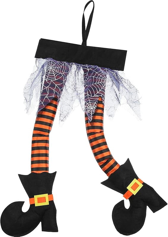 meekoo 1 Pcs Halloween Witch's Legs for Wreath Plush Stuffed Witch Legs ...