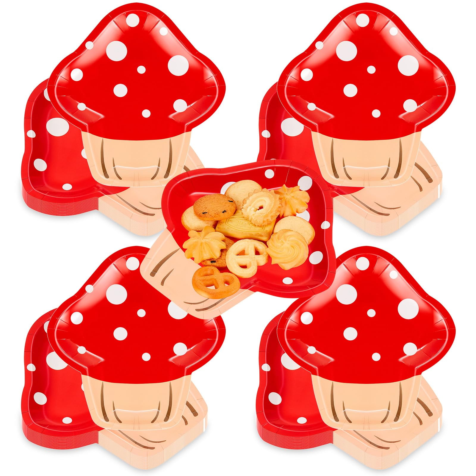meekoo 48 Pieces Mushroom Shape Plates AFN1Party Supplies Shortcake ...
