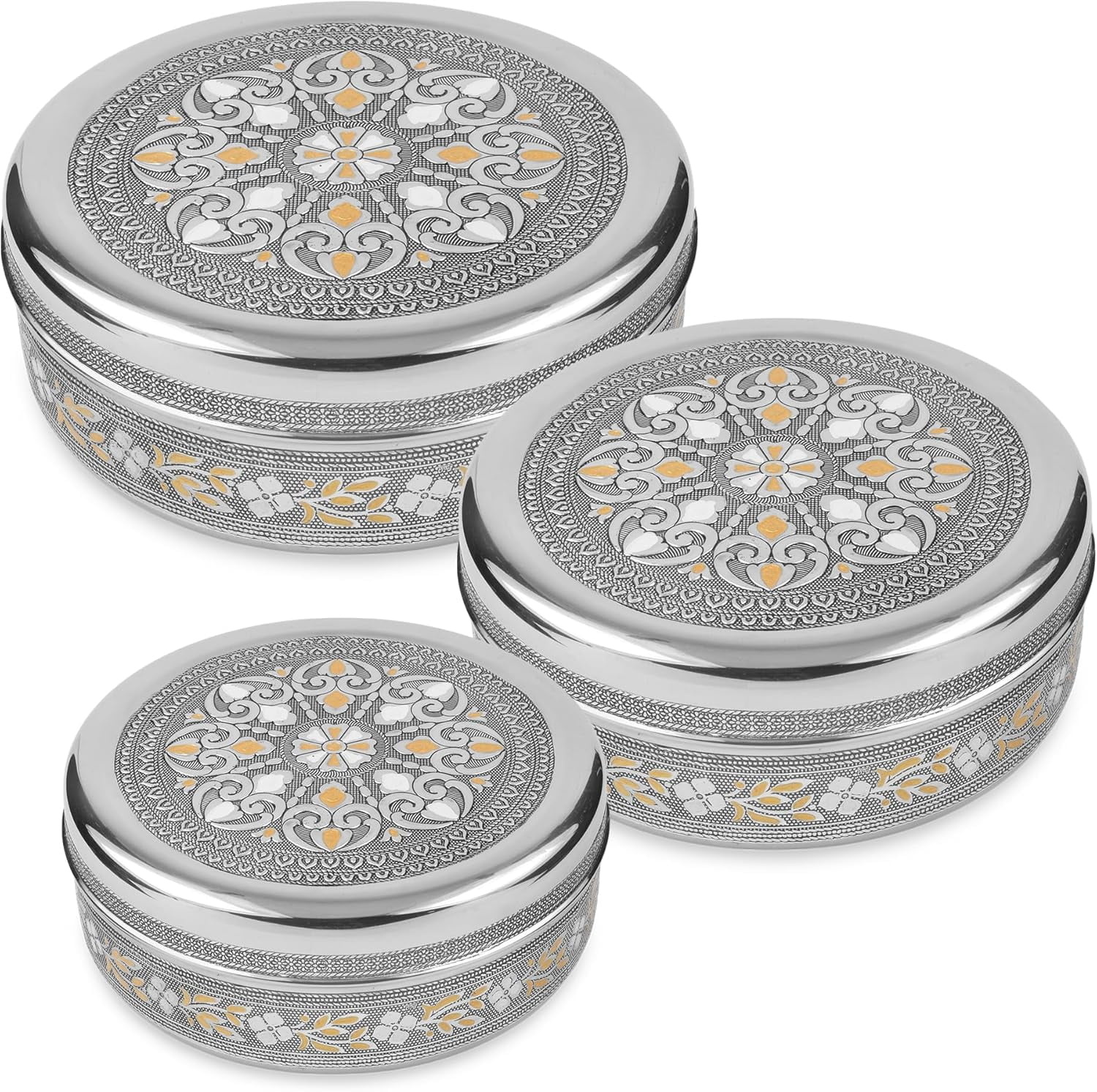 meenakari designer 3pc stainless steel food storage containers with ...