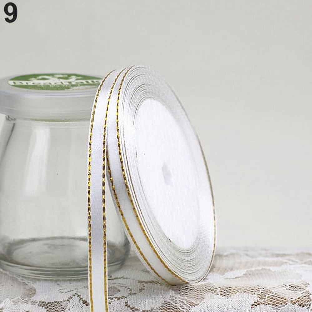 meijuhuga 1 Roll 25 Yard 6mm Wide Golden Tone Rimmed Stain Ribbons ...
