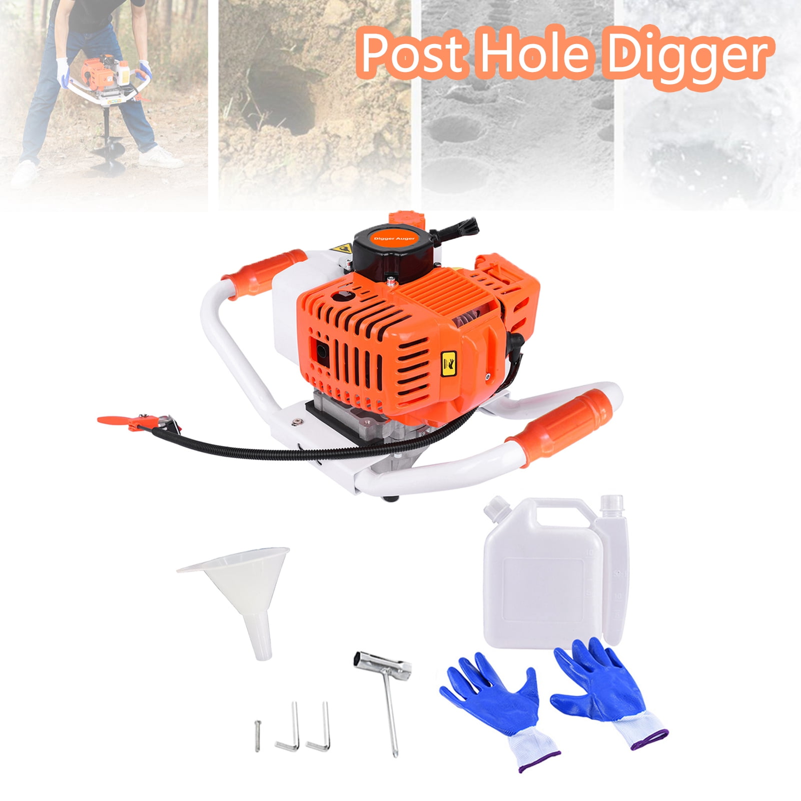 meijuhuga 2-stroke gas engine Post Hole Digger,High Efficient Low Voice ...