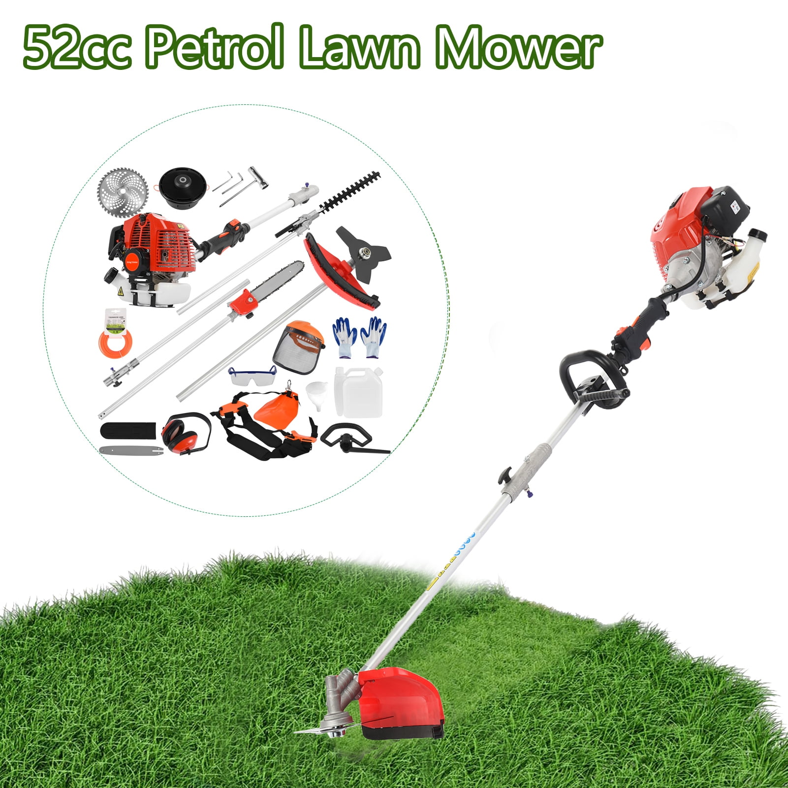 meijuhuga 52CC Gas Weed Trimmer, 5 in 1 Lawn Mower, Cordless Hedge ...