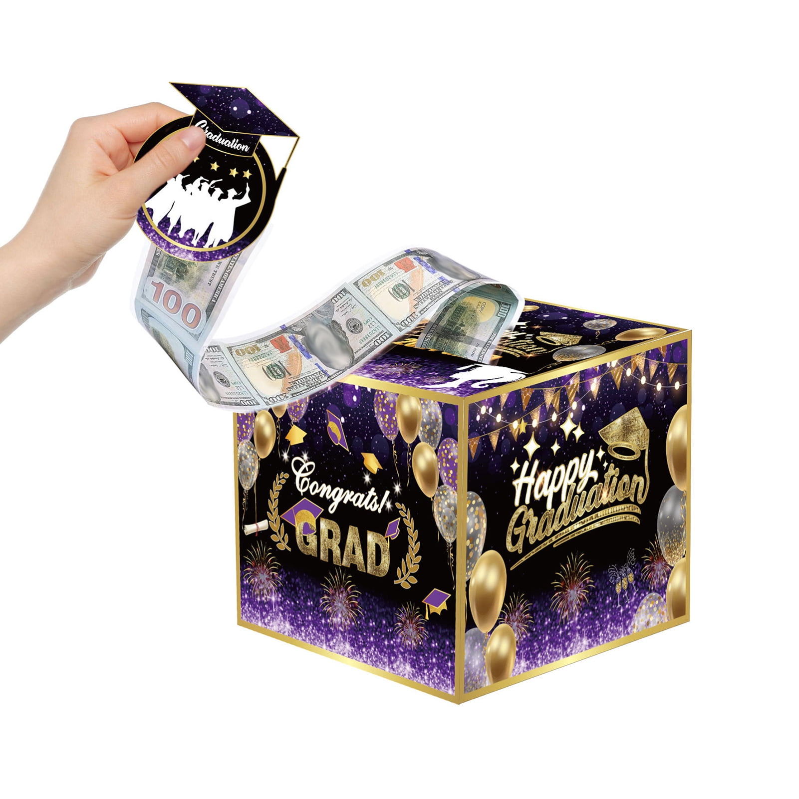 meijuhuga Happy Graduation Money Box with Clear Bag Pull Type Thick ...